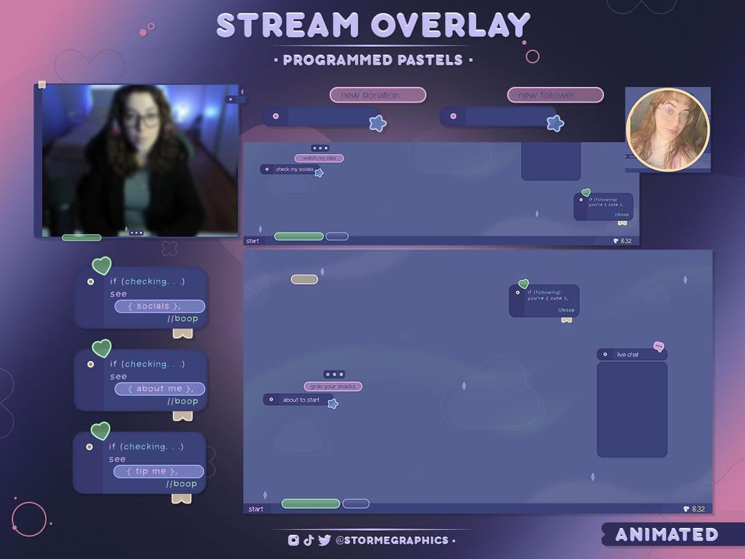 Programmed Pastels Animated Stream Overlay: Pastel Windows Twitch Pack ...
