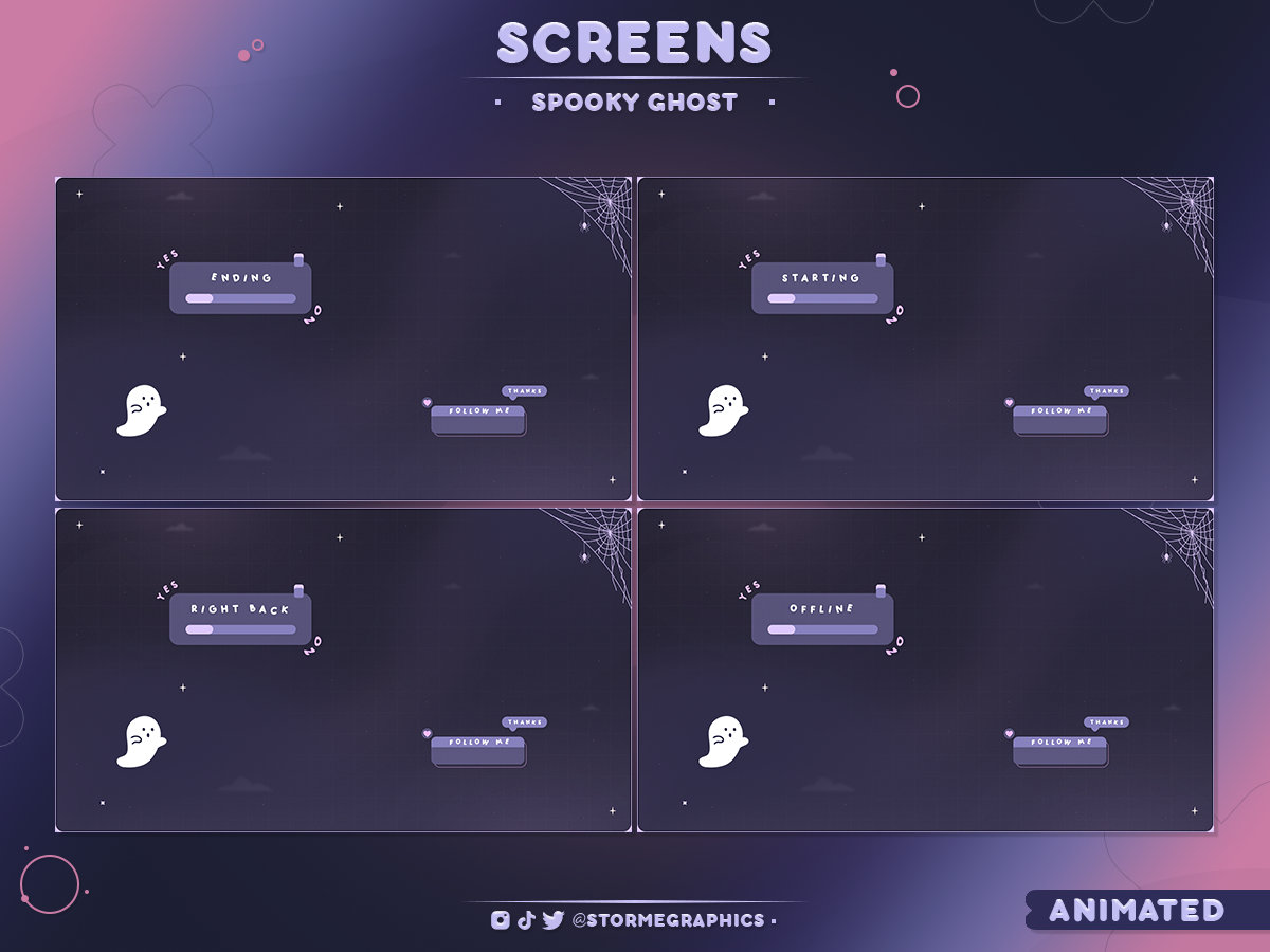 Animated Twitch Spooky Ghost Overlay Halloween Stream Package Cute ...