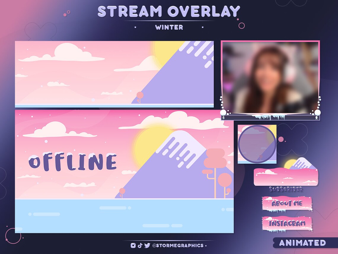 Animated Cute Winter Overlay Xmas Stream Package Christmas Twitch Pack ...