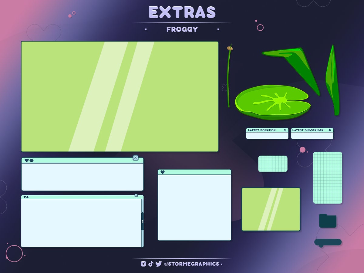 Animated Cute Pond Overlay Lake Stream Package Waterlily Twitch Pack ...
