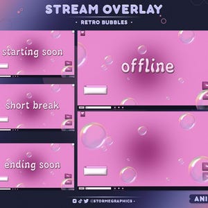 Animated Retro Bubbles Overlay | Sparkle Bubbly Stream Package | Cute ...