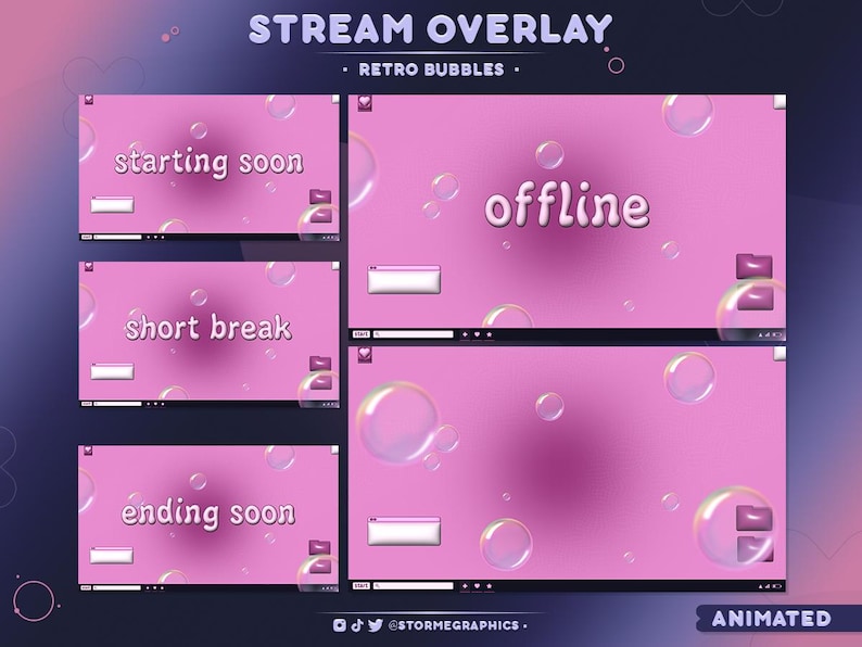 Animated Retro Bubbles Overlay | Sparkle Bubbly Stream Package | Cute ...