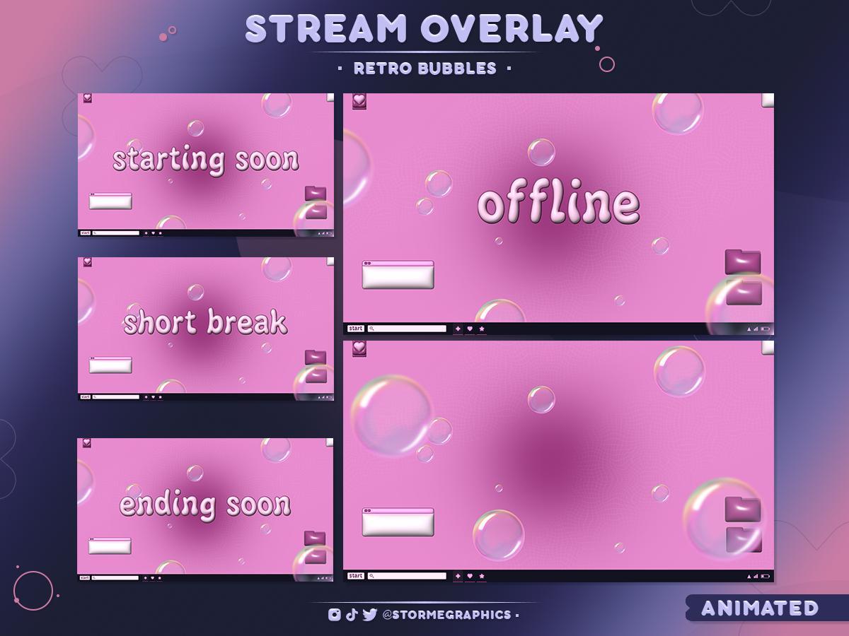 Animated Retro Bubbles Overlay | Sparkle Bubbly Stream Package | Cute ...