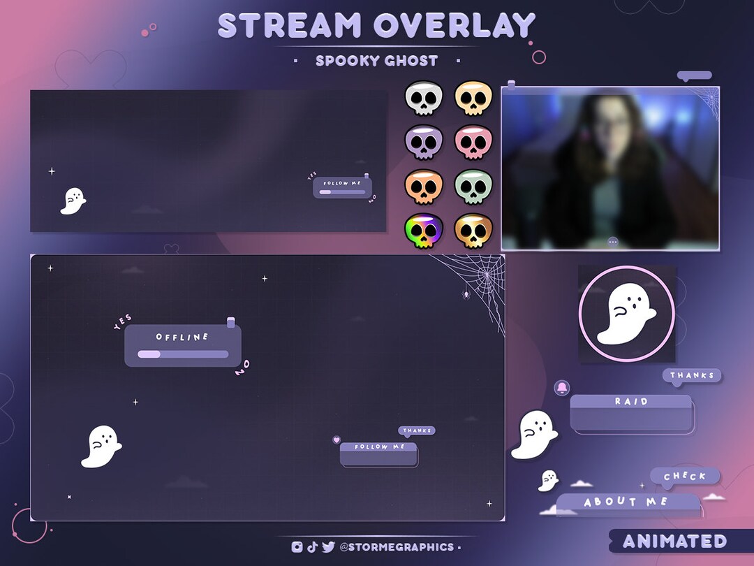 Animated Twitch Spooky Ghost Overlay | Halloween Stream Package | Cute ...