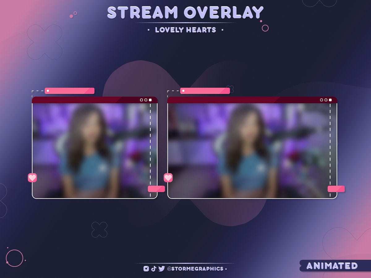 Animated in Love Overlay Red Hearts Stream Package Cute Twitch Pack ...