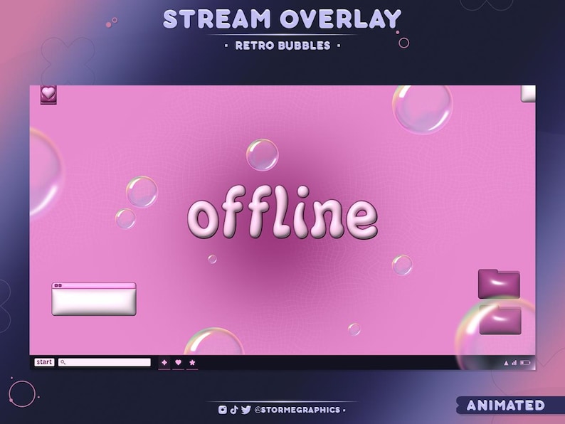 Animated Retro Bubbles Overlay | Sparkle Bubbly Stream Package | Cute ...
