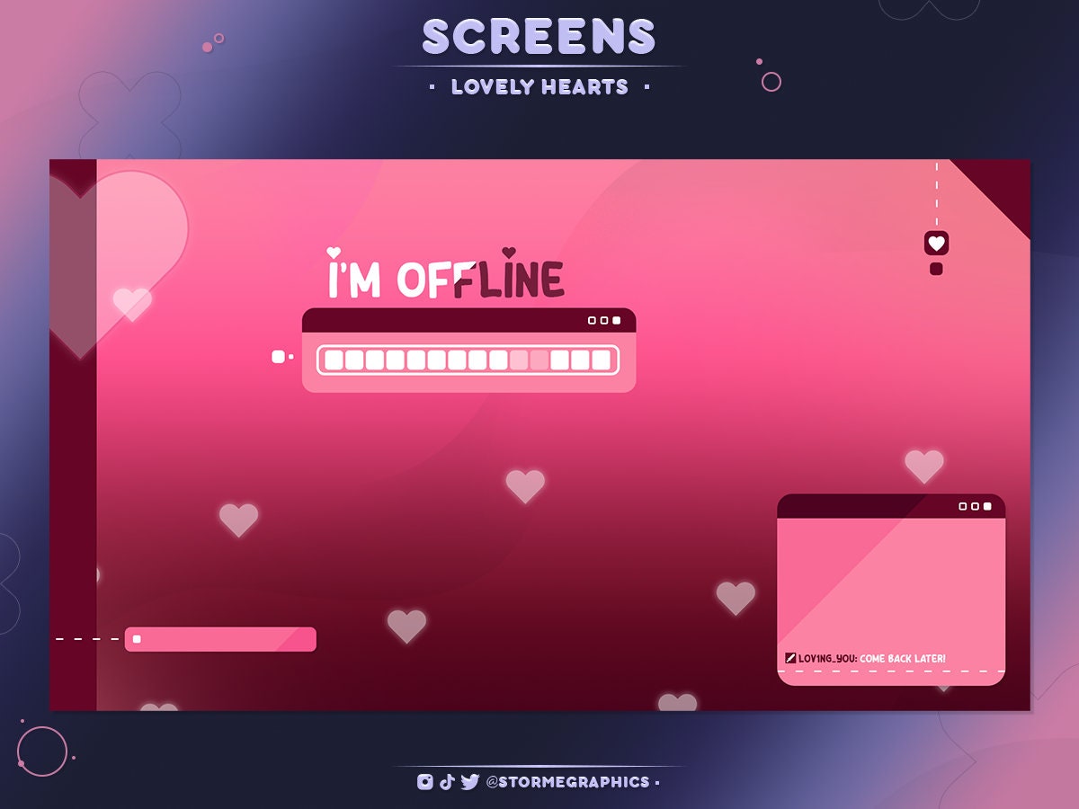 Animated in Love Overlay Red Hearts Stream Package Cute Twitch Pack ...