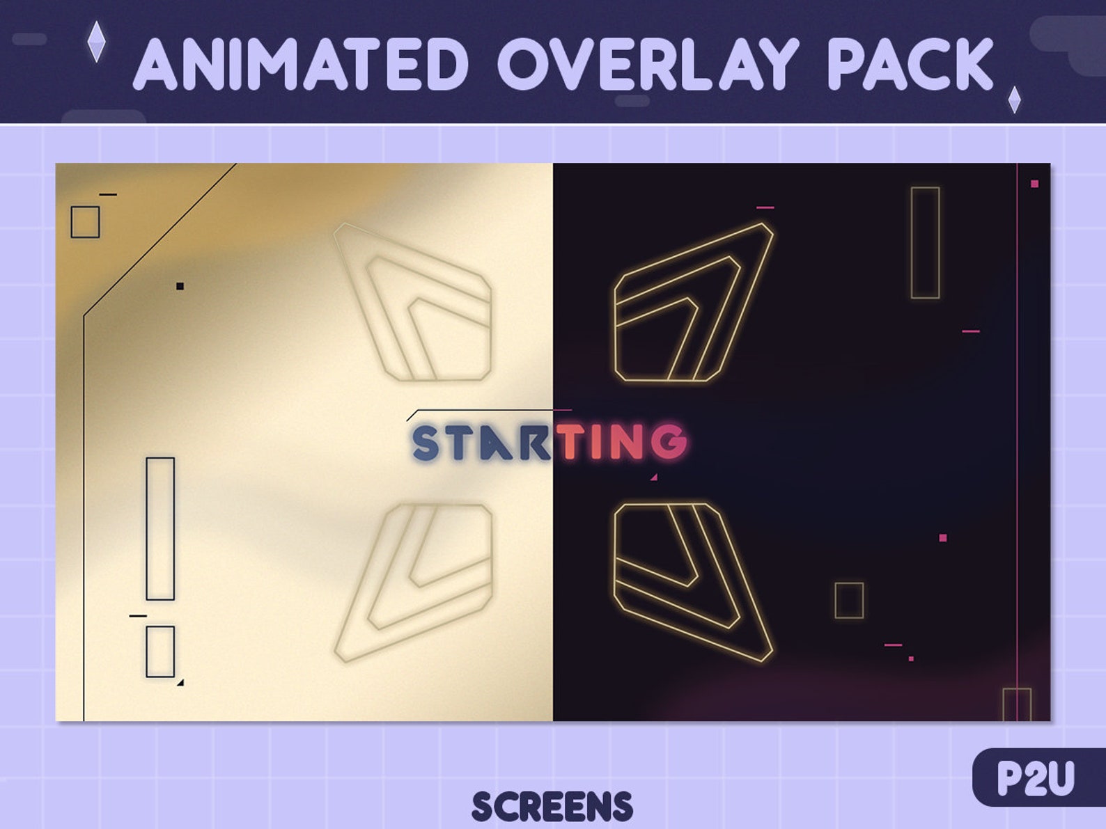 Gaming Animated Overlay Pack Golden Pink Twitch Overlay - Etsy