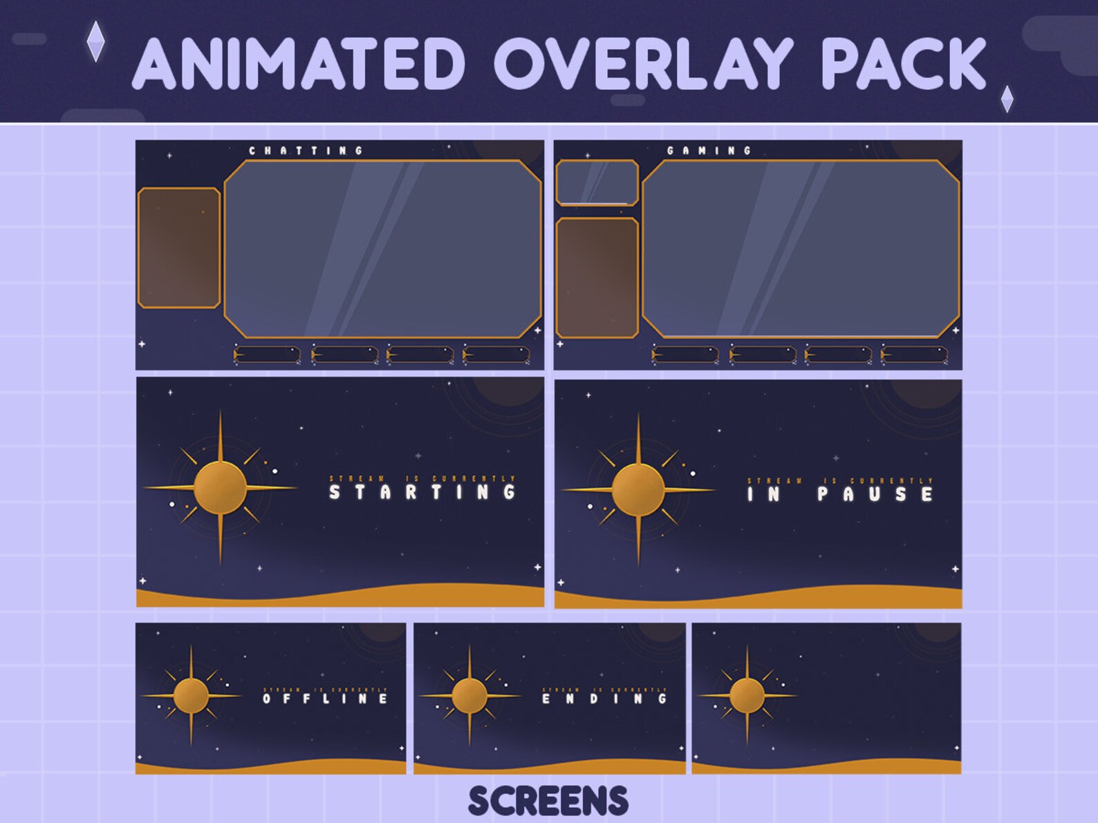 Animated Twitch Star Overlay Galaxy Stream Package - Etsy