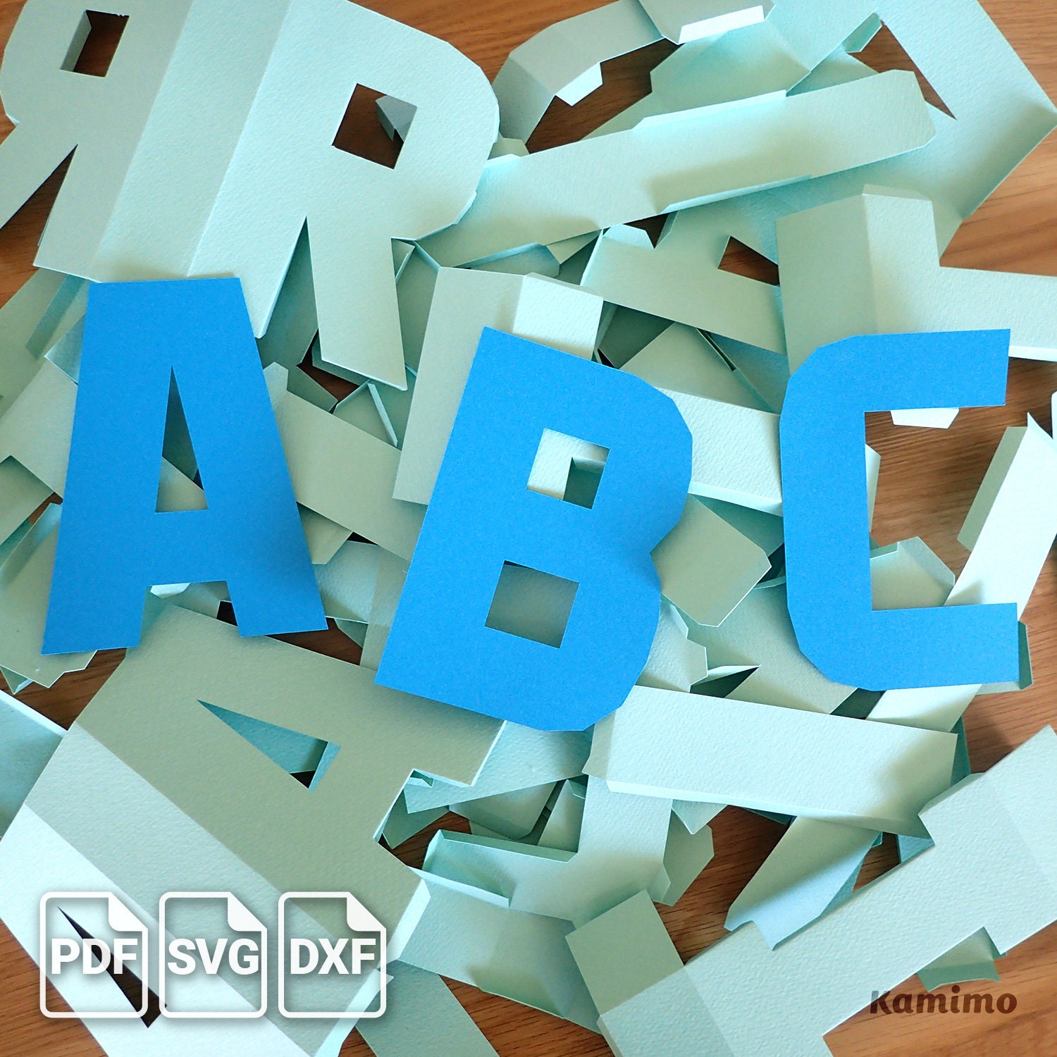 3D Papercraft Alphabet Letters A-Z Pack - PDF, SVG and DXF Cutting ...