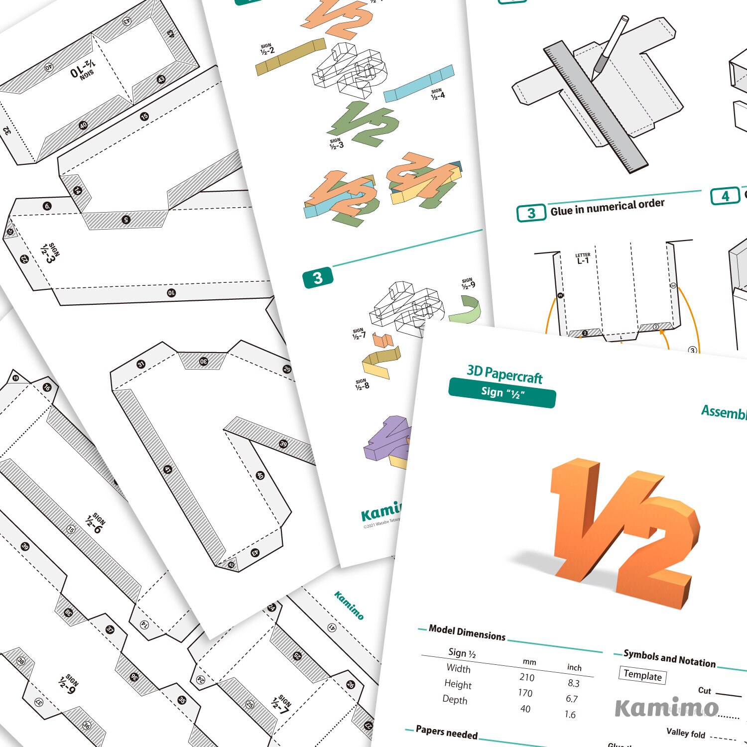 Half Birthday Baby - 1/2 Sign One Half 3D Papercraft - Digital Download ...