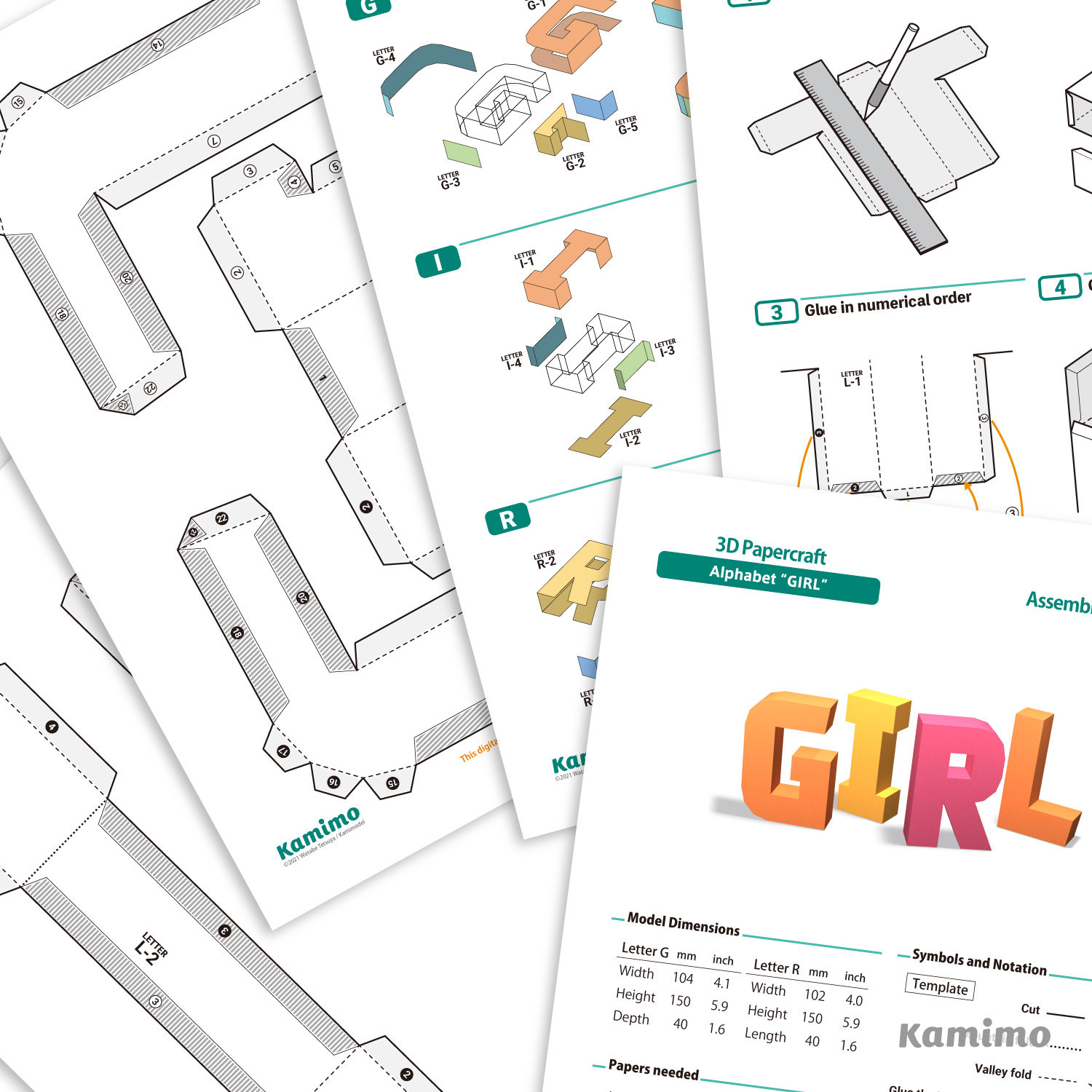 GIRL 3D Alphabet Letters Papercraft Digital Download, DIY Paper Model ...