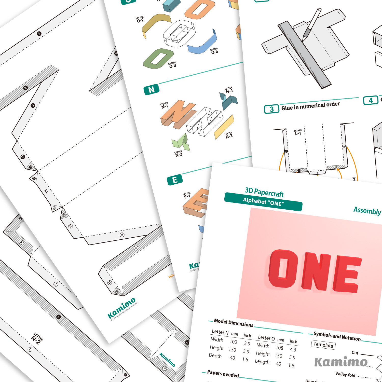 ONE 3D Alphabet Letters Papercraft - Digital Download, DIY Paper Model ...