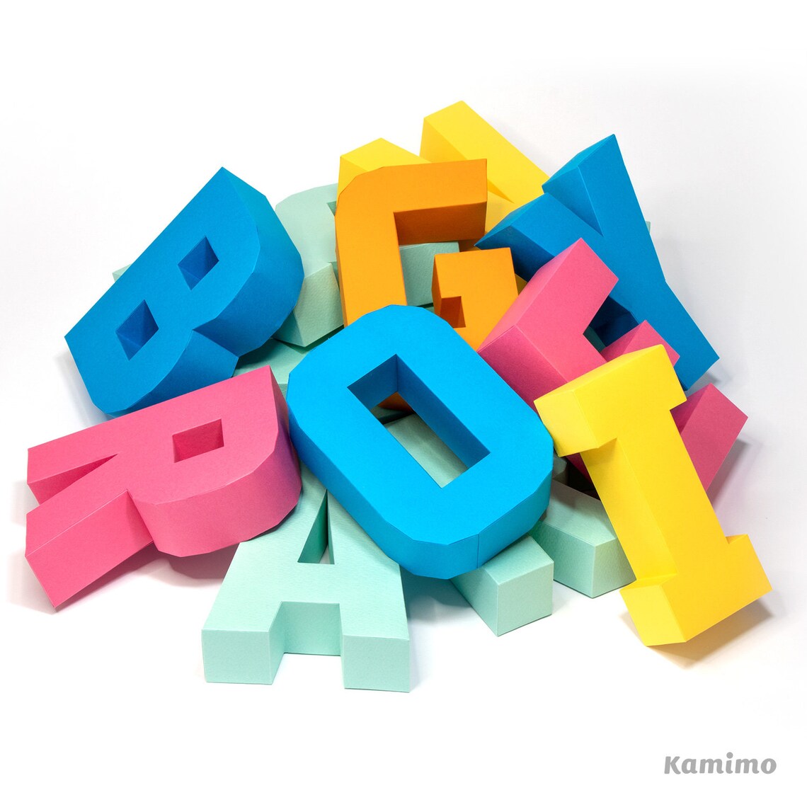 3D Alphabet Letters, Accents and Marks and Numbers Papercraft Pack ...