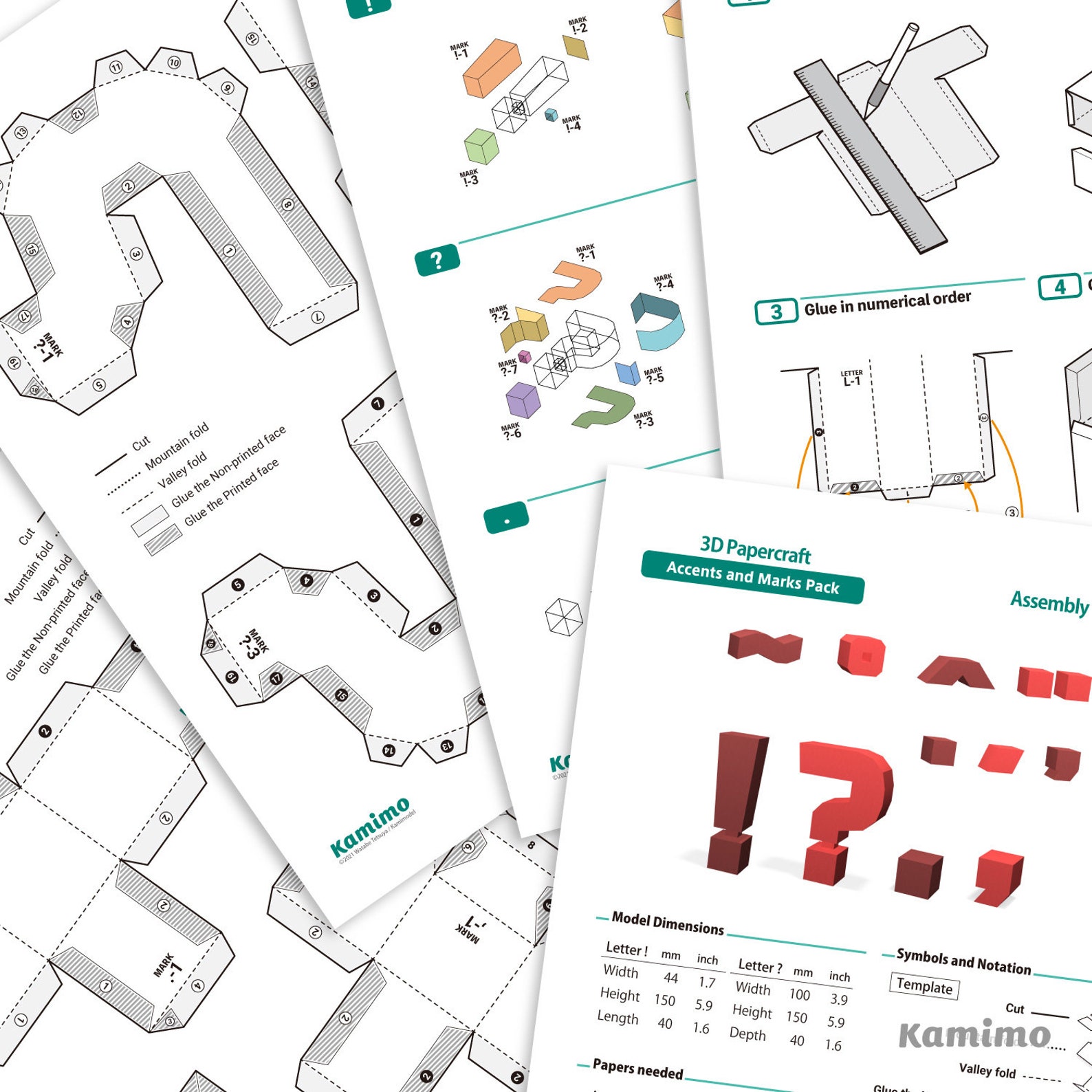 3D Accents and Marks Papercraft Pack Digital Download, Pdf Printable ...