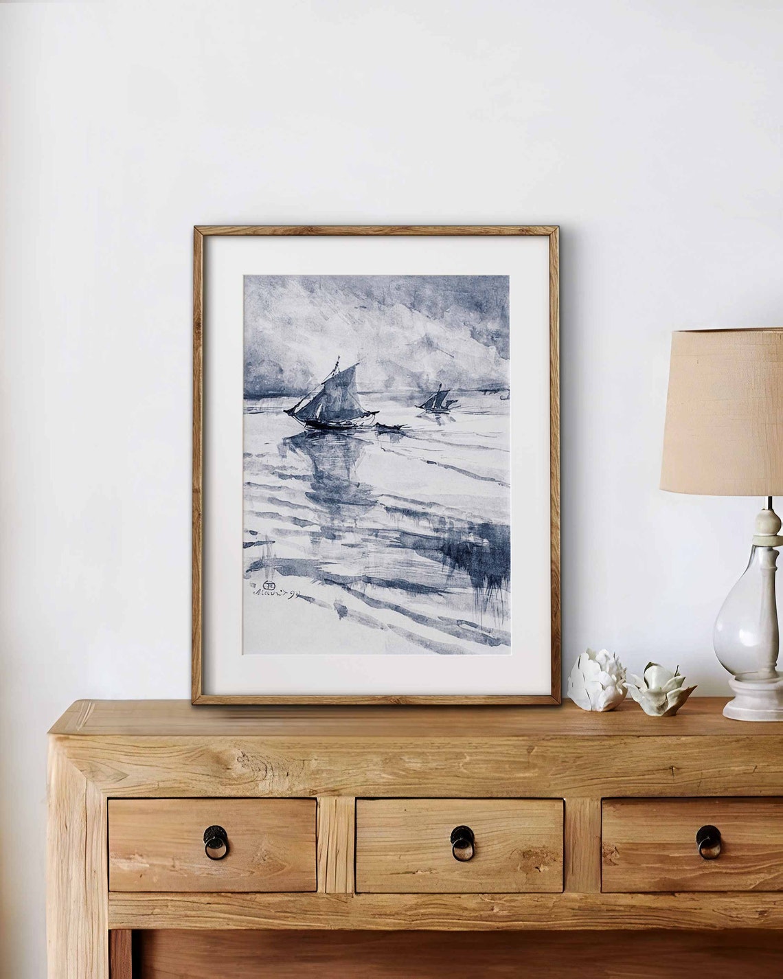 Navy Blue Sailboat Wall Art Beachy Wall Art Summer Wall Art Printable ...