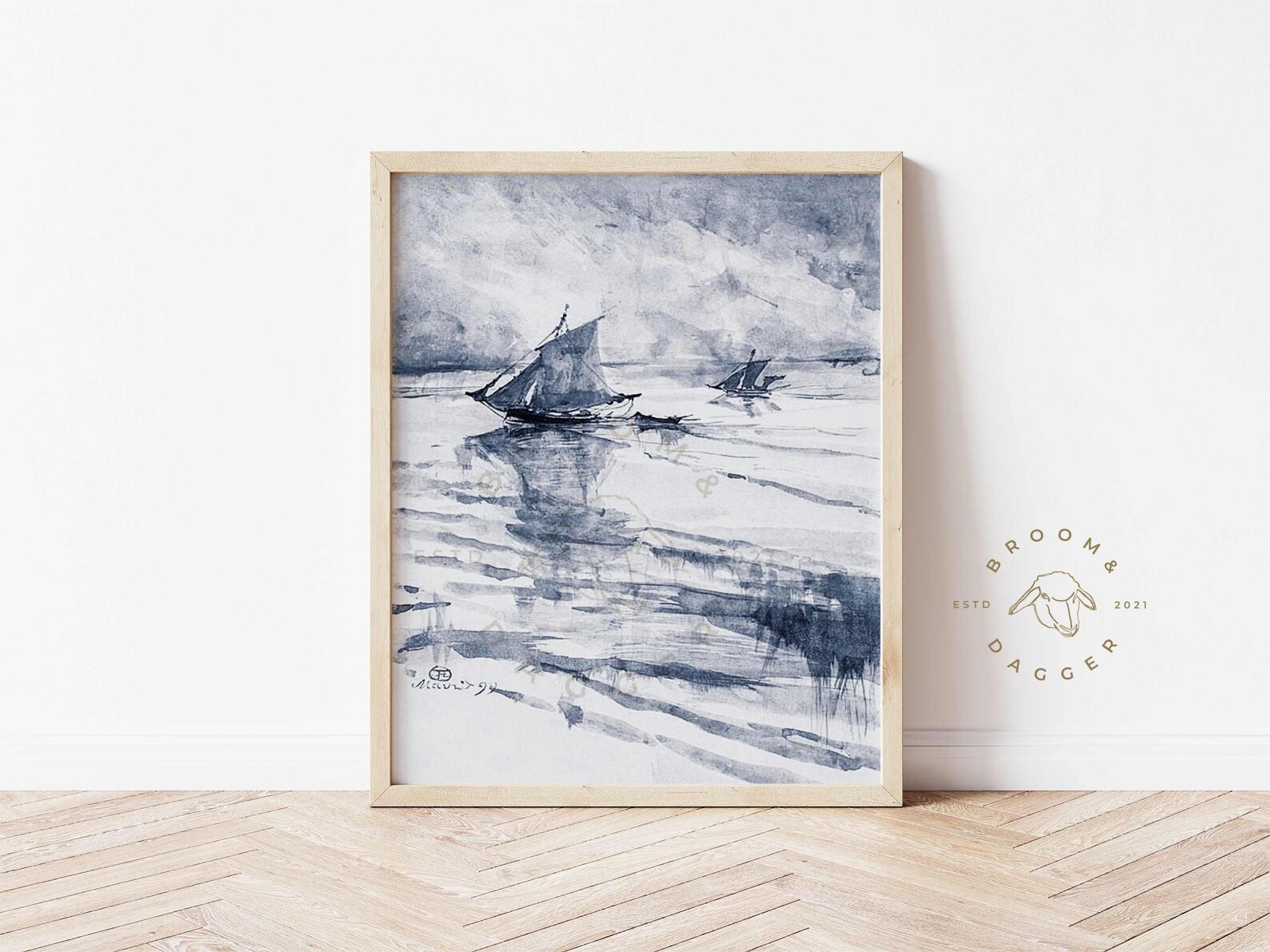 Navy Blue Sailboat Wall Art | Beachy Wall Art | Summer Wall Art ...