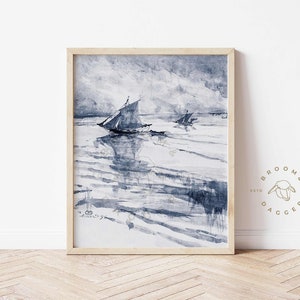 Navy Blue Sailboat Wall Art | Beachy Wall Art | Summer Wall Art ...