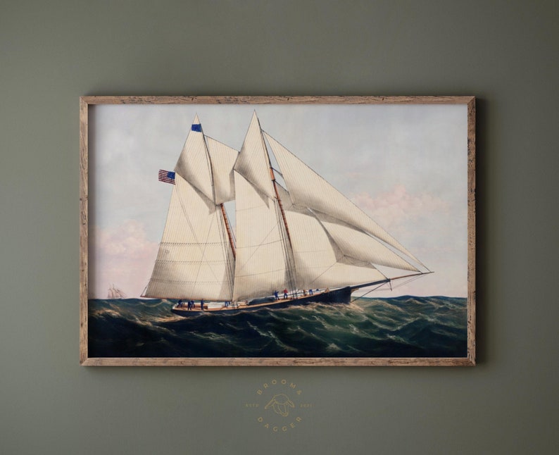 Vintage Ship Art | Digital Printable Download | Coastal Wall Art ...