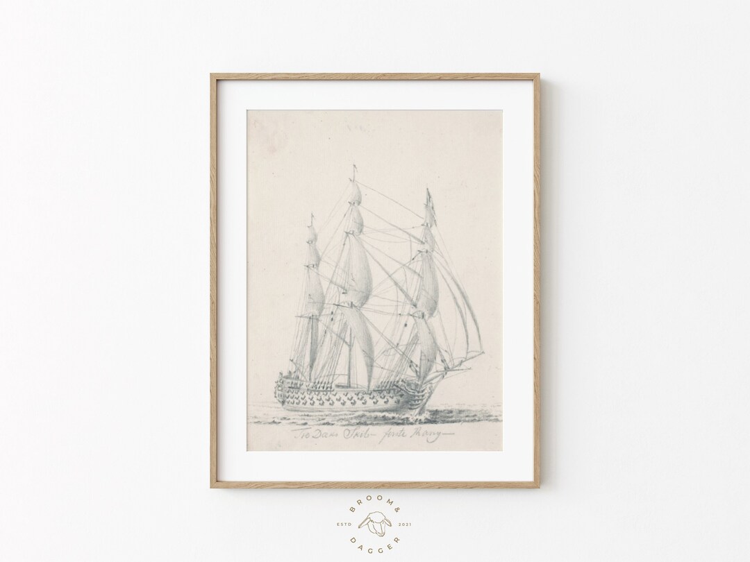 Barque Vintage Ship Art | Coastal Wall Art | Pirate Ship Art | Nautical ...