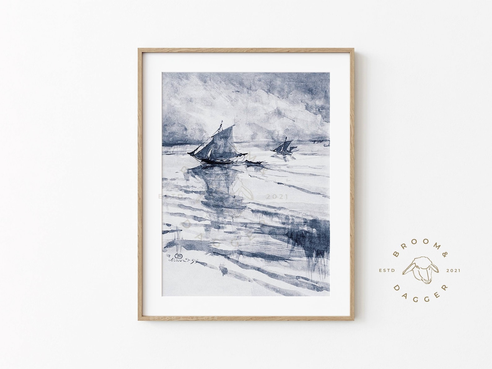 Navy Blue Sailboat Wall Art | Beachy Wall Art | Summer Wall Art ...