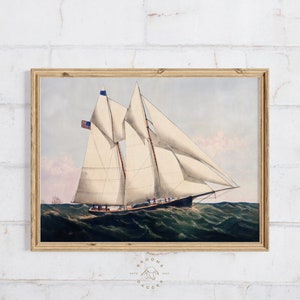 Vintage Ship Art | Digital Printable Download | Coastal Wall Art ...