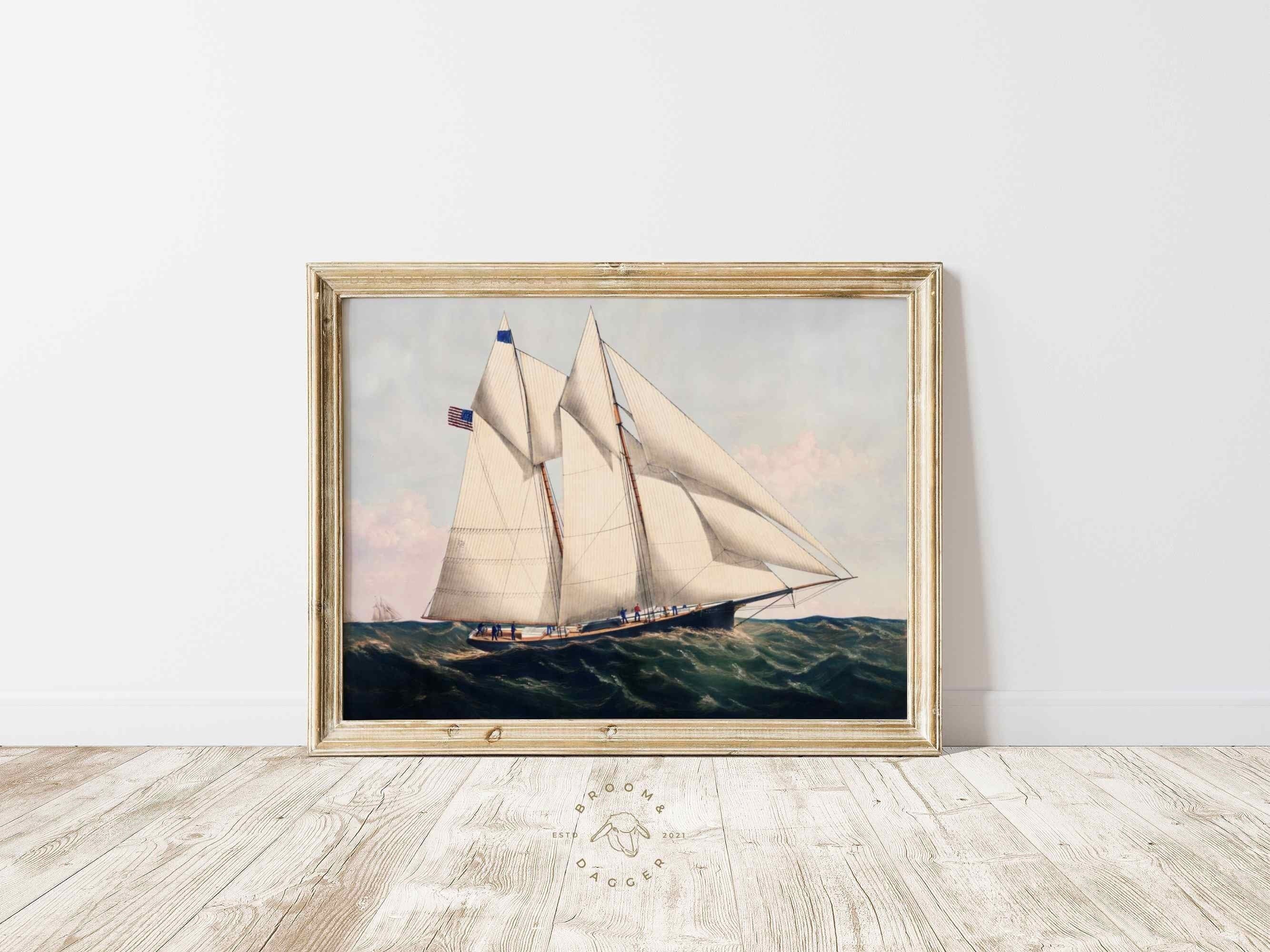 Vintage Ship Art | Digital Printable Download | Coastal Wall Art ...