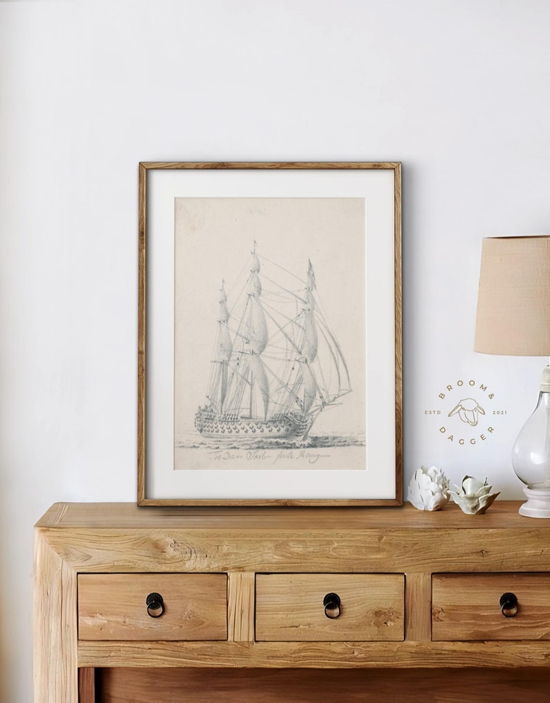 Barque Vintage Ship Art | Coastal Wall Art | Pirate Ship Art | Nautical ...
