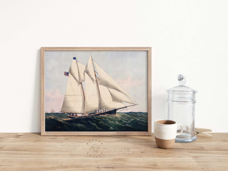 Vintage Ship Art | Digital Printable Download | Coastal Wall Art ...