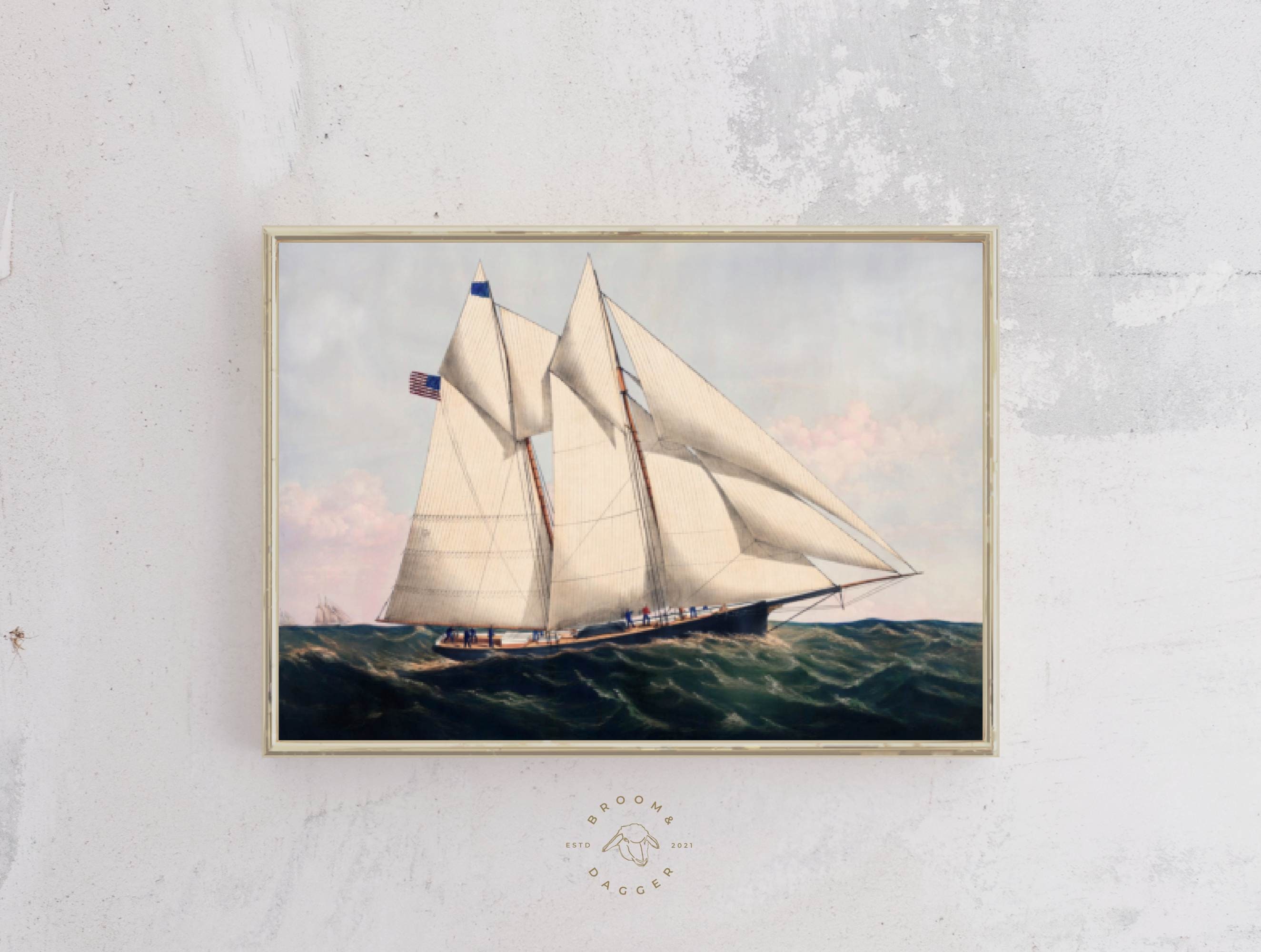 Vintage Ship Art | Digital Printable Download | Coastal Wall Art ...