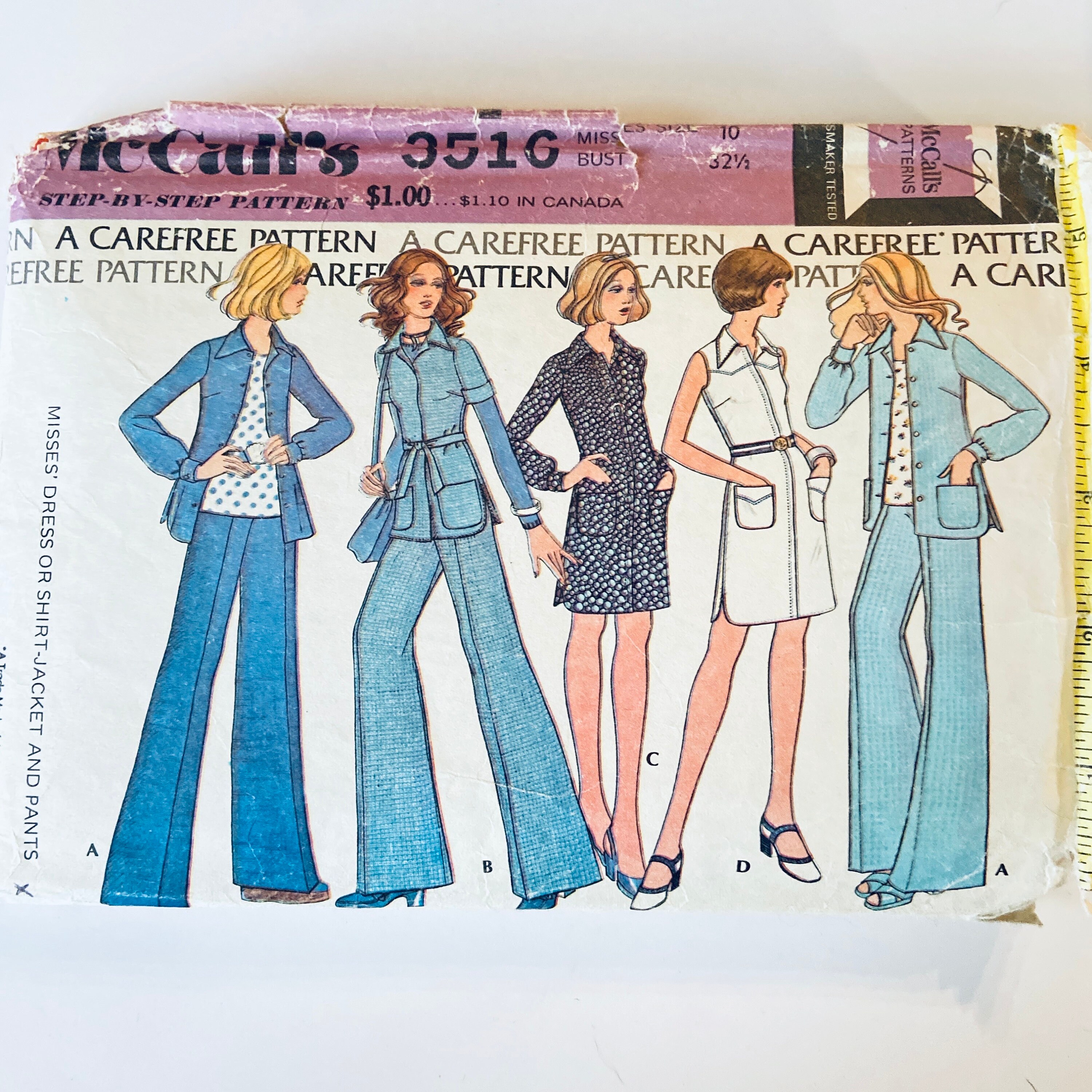 1970s Vintage Sewing Pattern Womens Dress and Pants Suit Set. 70s ...
