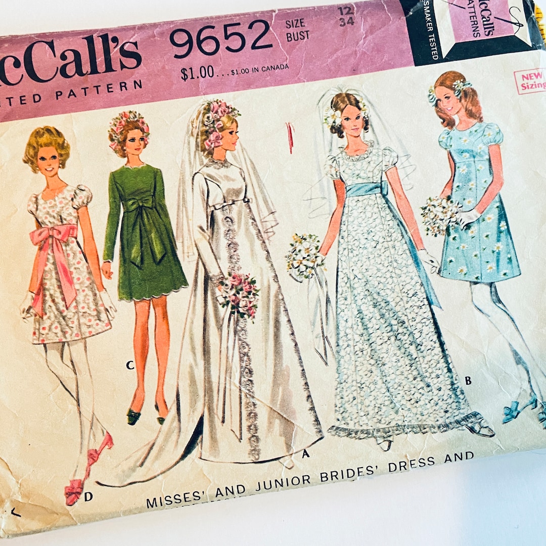 1960s 50s Vintage Modest Wedding Dress Sewing Pattern. Formal - Etsy