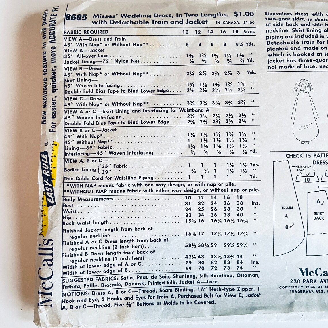 1960s 50s Vintage Modest Wedding Dress Sewing Pattern. Formal or Party ...