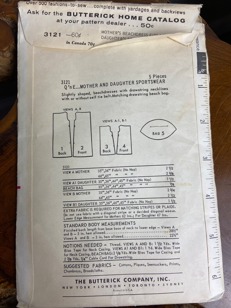 1960s Vintage Sewing Pattern Mother Daughter Matching Summer - Etsy