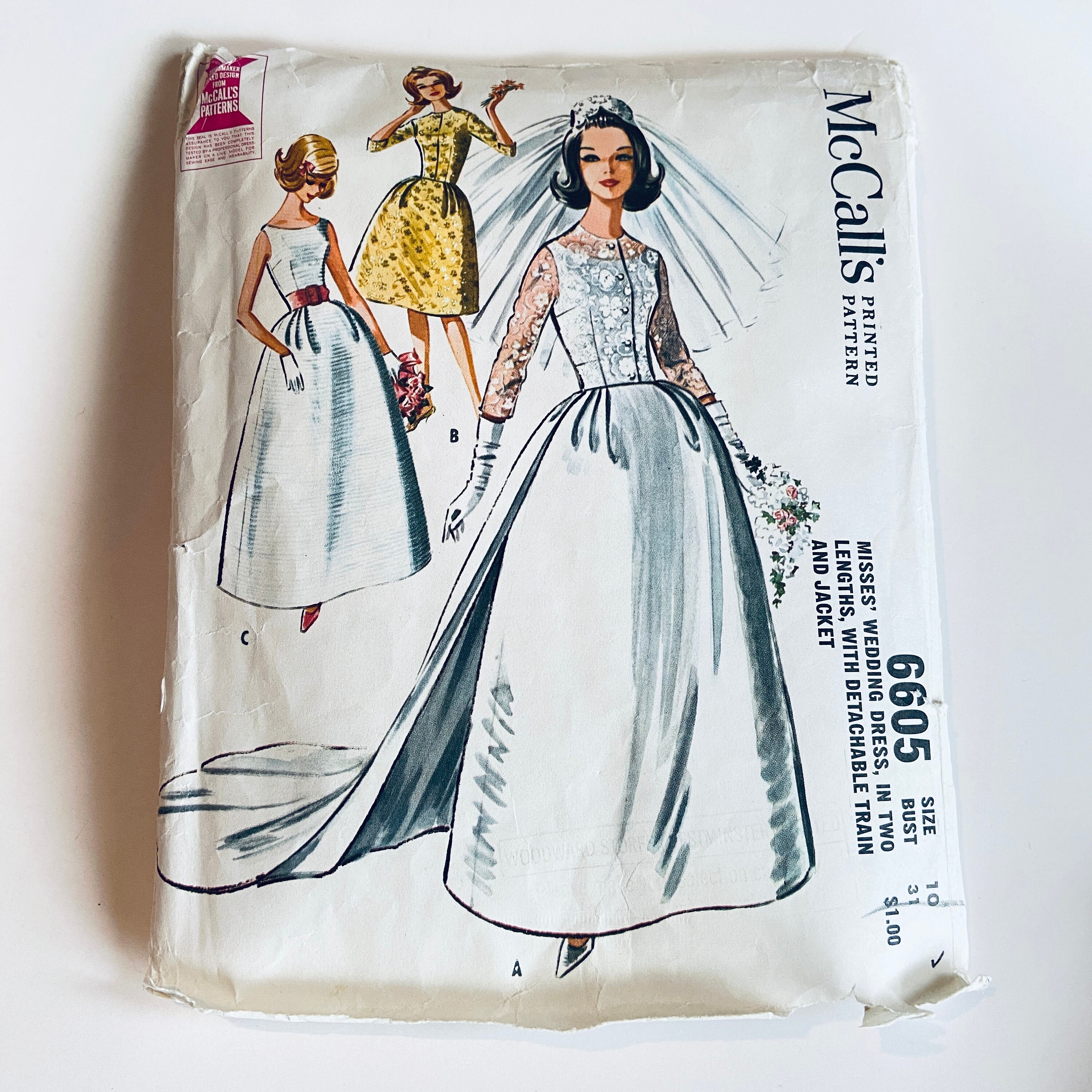 1960s 50s Vintage Modest Wedding Dress Sewing Pattern. Formal or Party ...