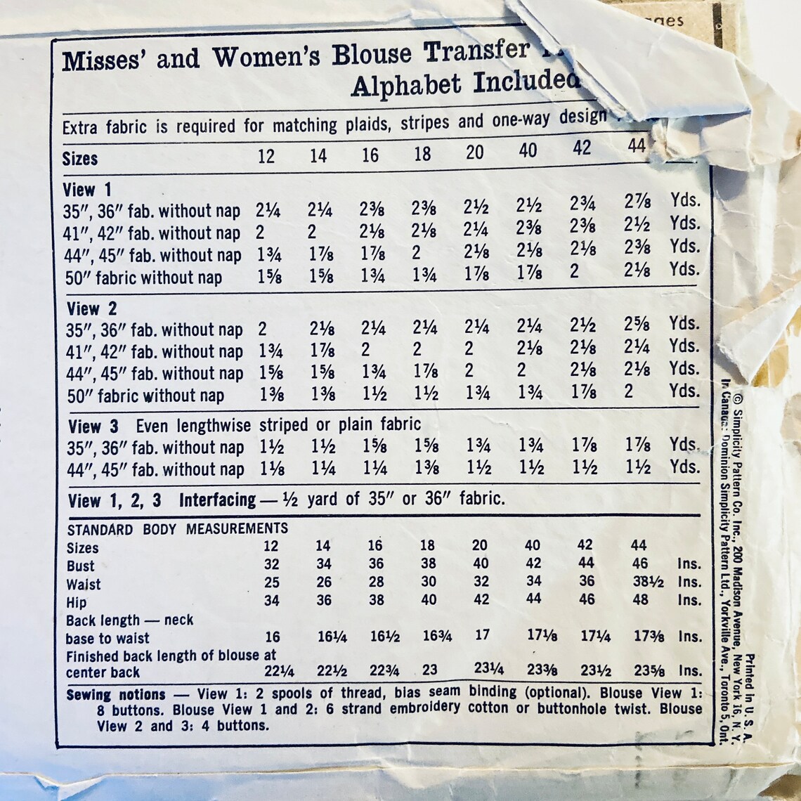 1950s Vintage Sewing Pattern Button Down Blouses Long and Shortsleeve ...