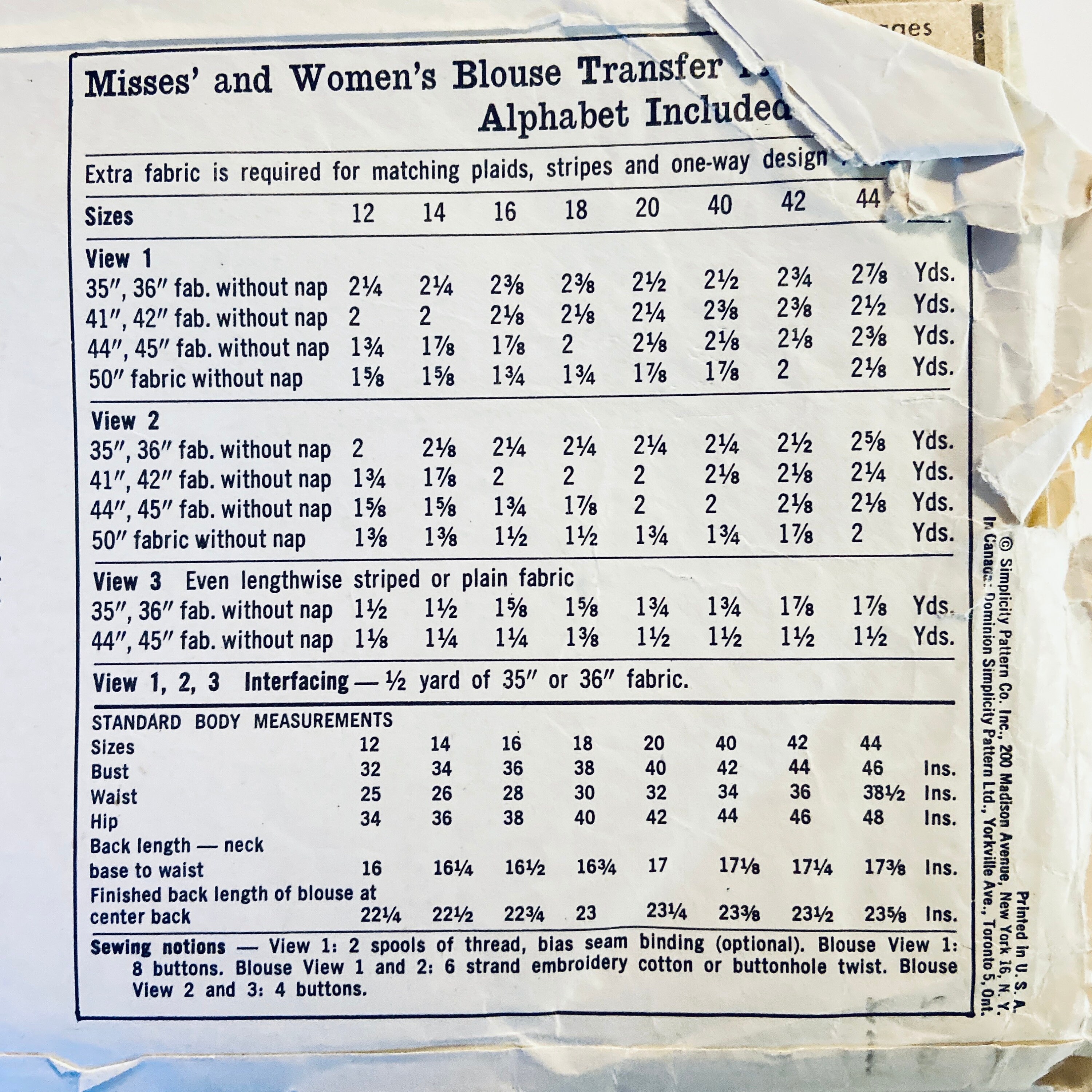 1950s Vintage Sewing Pattern Button Down Blouses Long and Shortsleeve ...