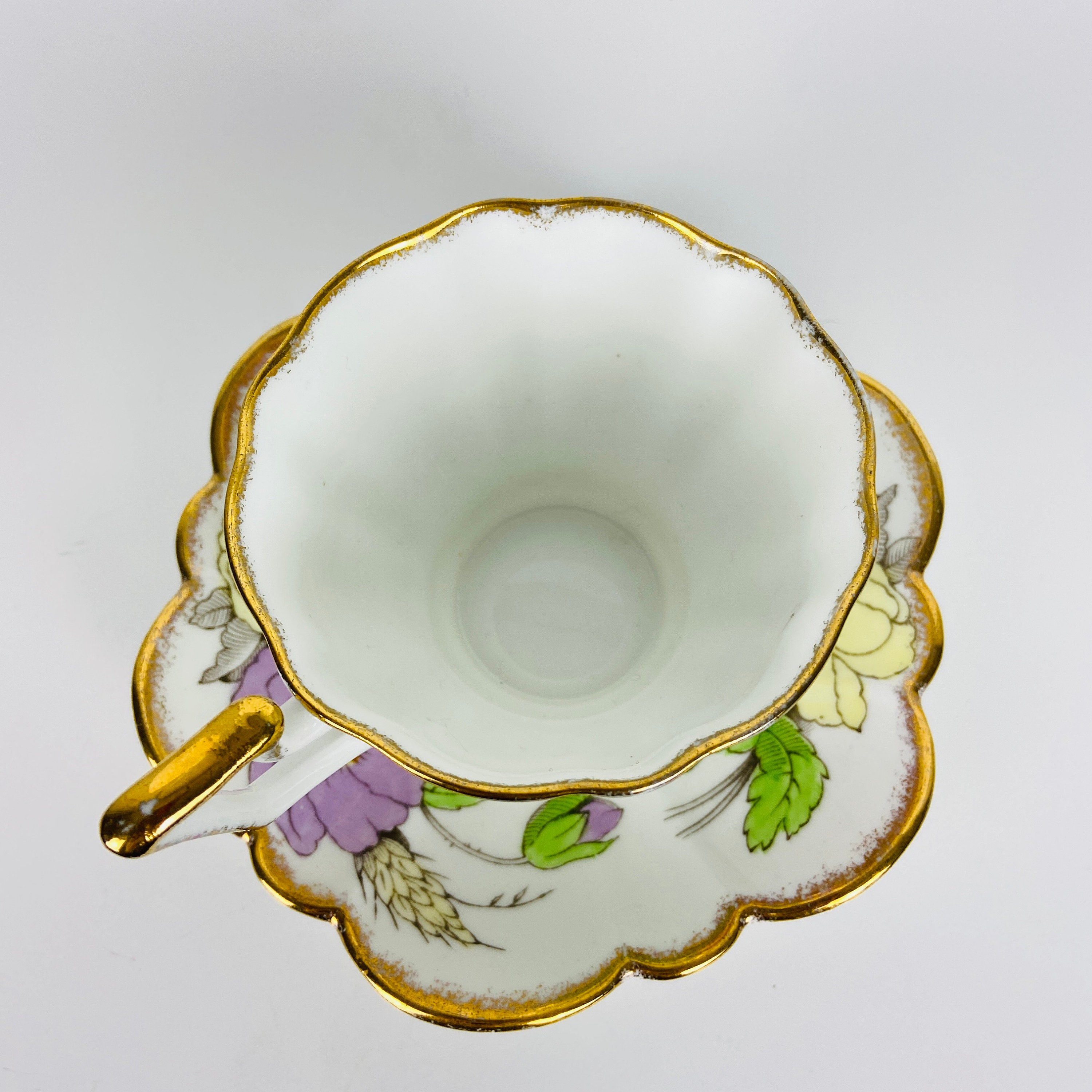 Corn Poppy Salisbury Teacup and Saucer Lavender and Yellow Flowers ...