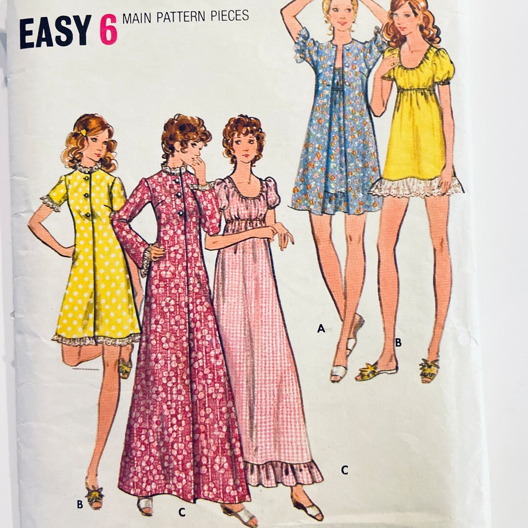Womens Pajamas Nightgown Sewing Pattern. Modest Nightie, Robe, Baby ...
