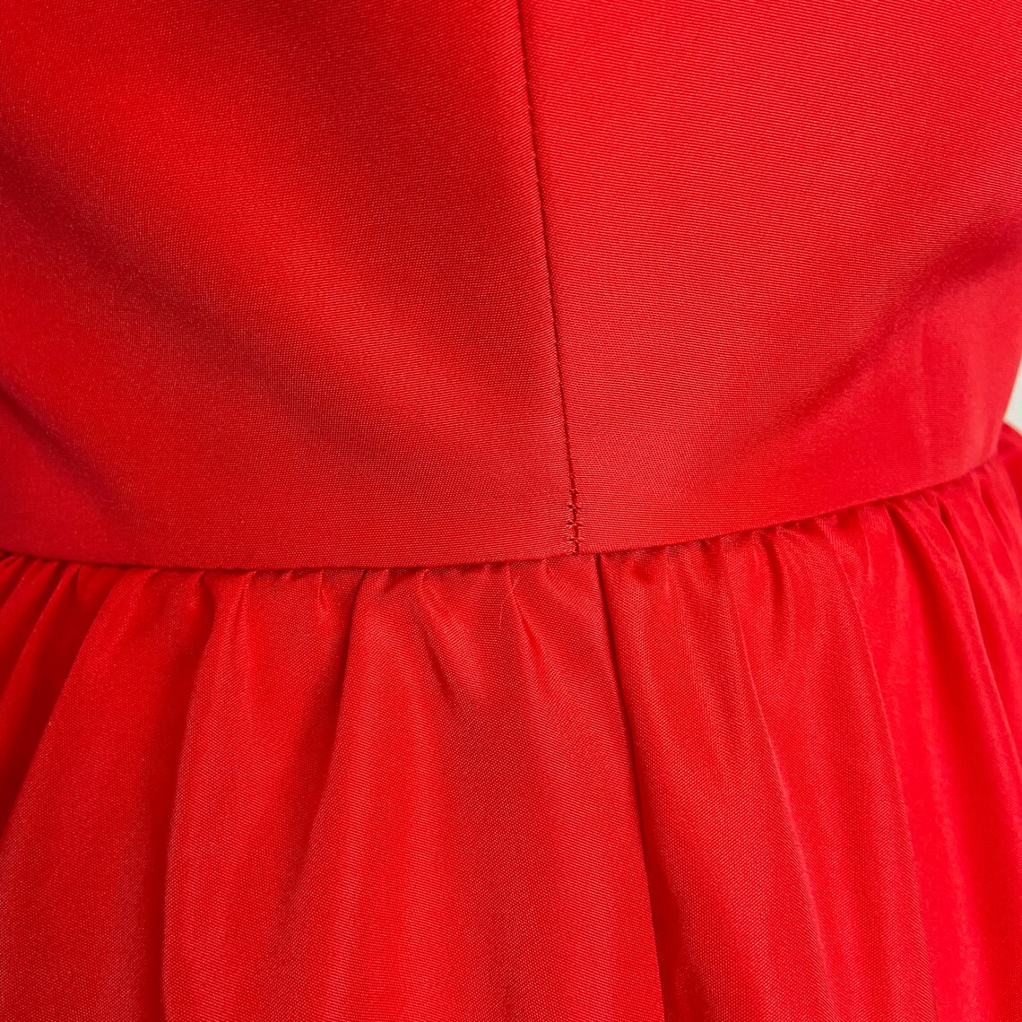 1960s 1970s Party Time Fashions Red Dress. Sweetheart Neck Ruffles and ...