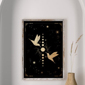 Hummingbird Sun and Moon Print: Witchy Esoteric Wall Art - Etsy