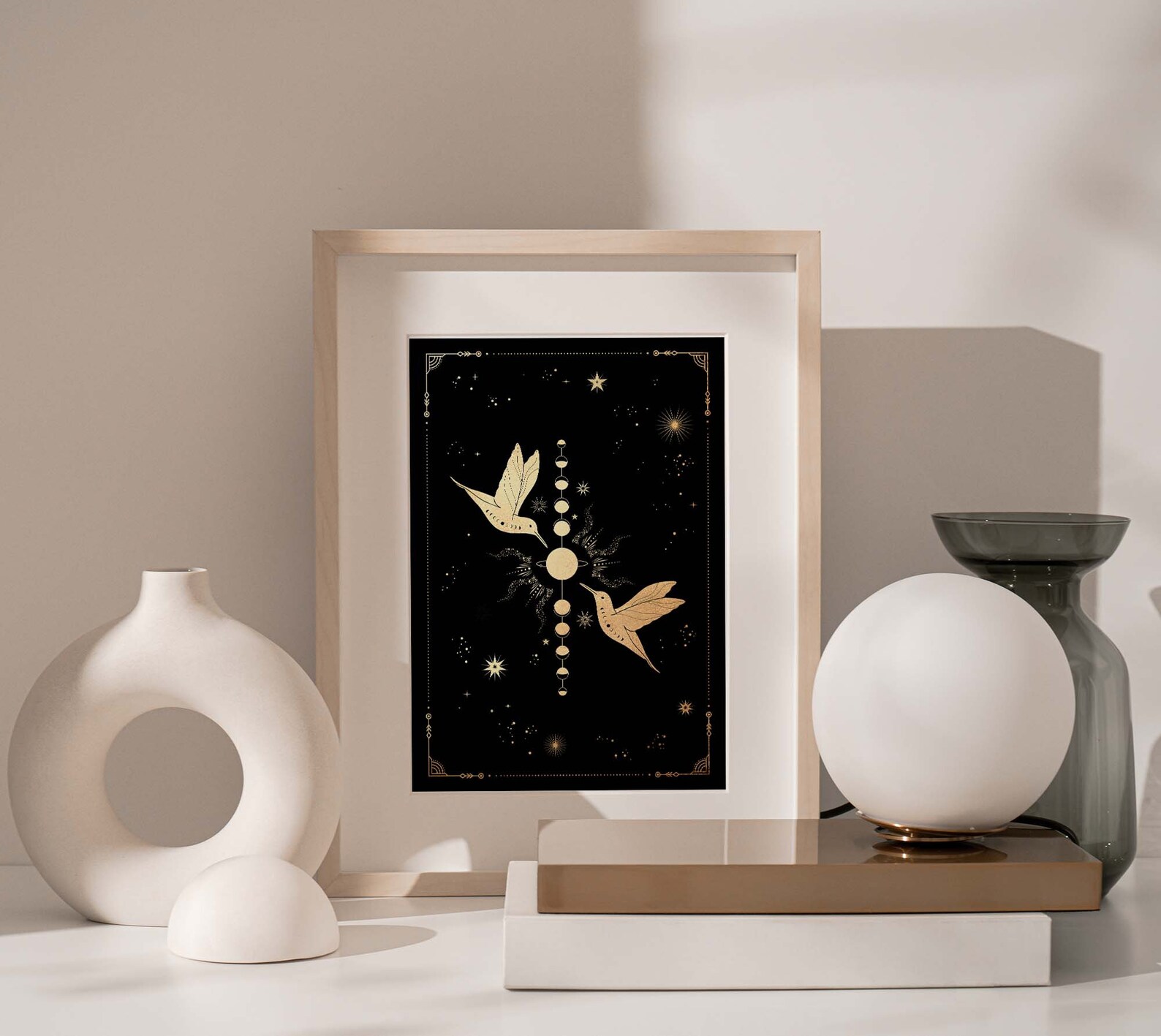 Hummingbird Sun and Moon Print: Witchy Esoteric Wall Art - Etsy
