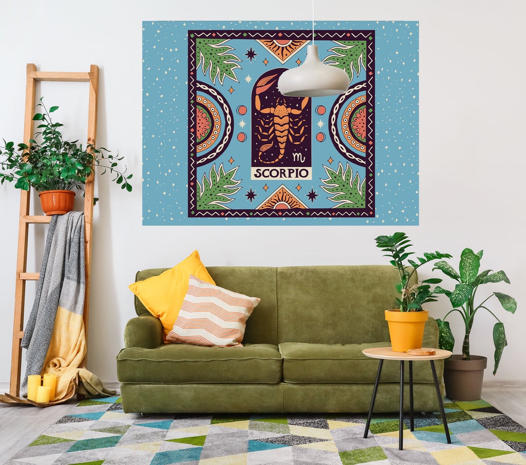 Scorpio Tapestry: 70s Zodiac Wall Decor - Etsy