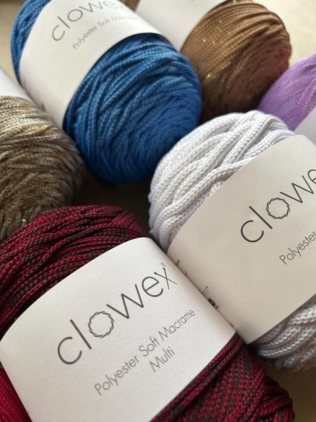 Clowex Polyester Macrame Cords Sample Trial Pack, 7 Balls Various ...