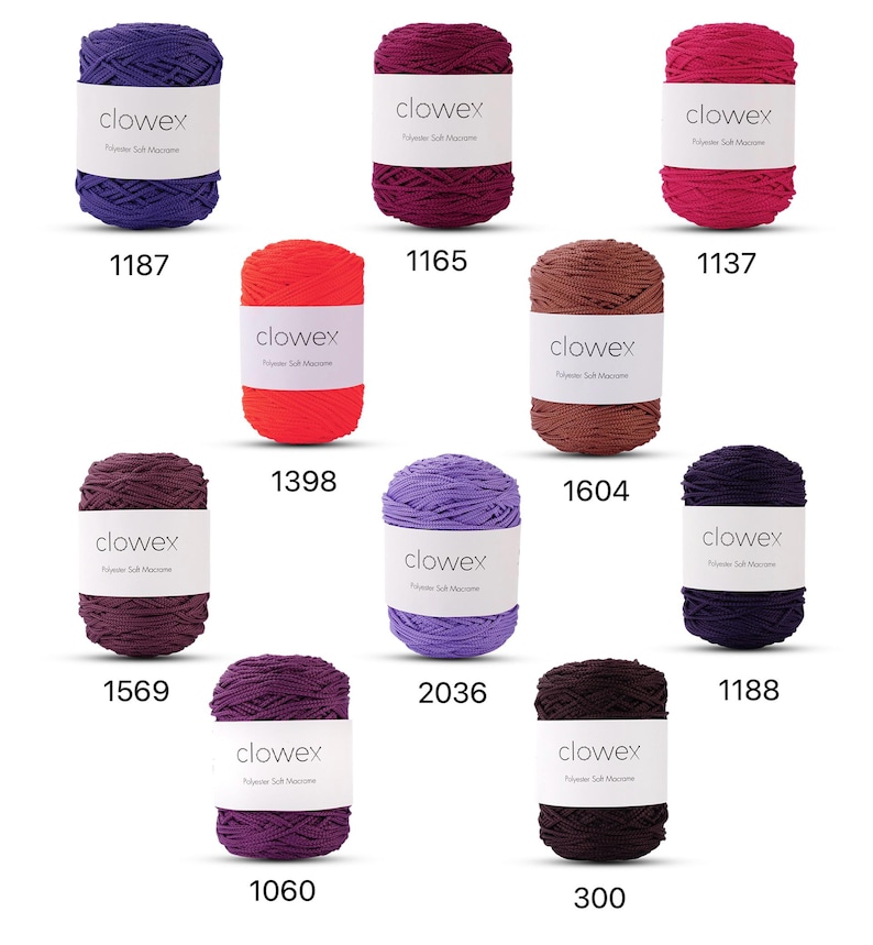 Clowex Polyester Soft Macrame Cord for DIY Crafts Knit and Crochet, 2 ...