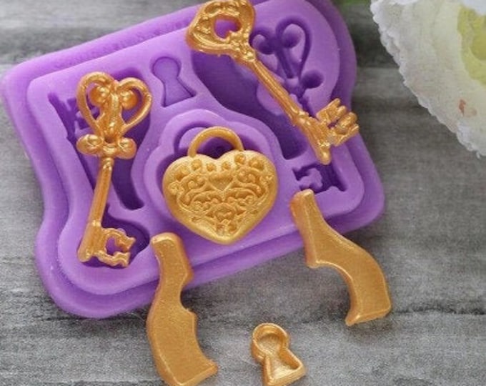 Victorian Key Mold Set, Silicone Keys Shaped Mold, Cake Chocolate ...