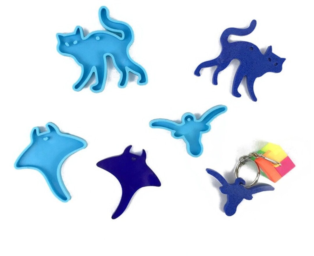 Silicone Resin Animal Keychain Moulds DIY Keychain Pendant Jewellery ...