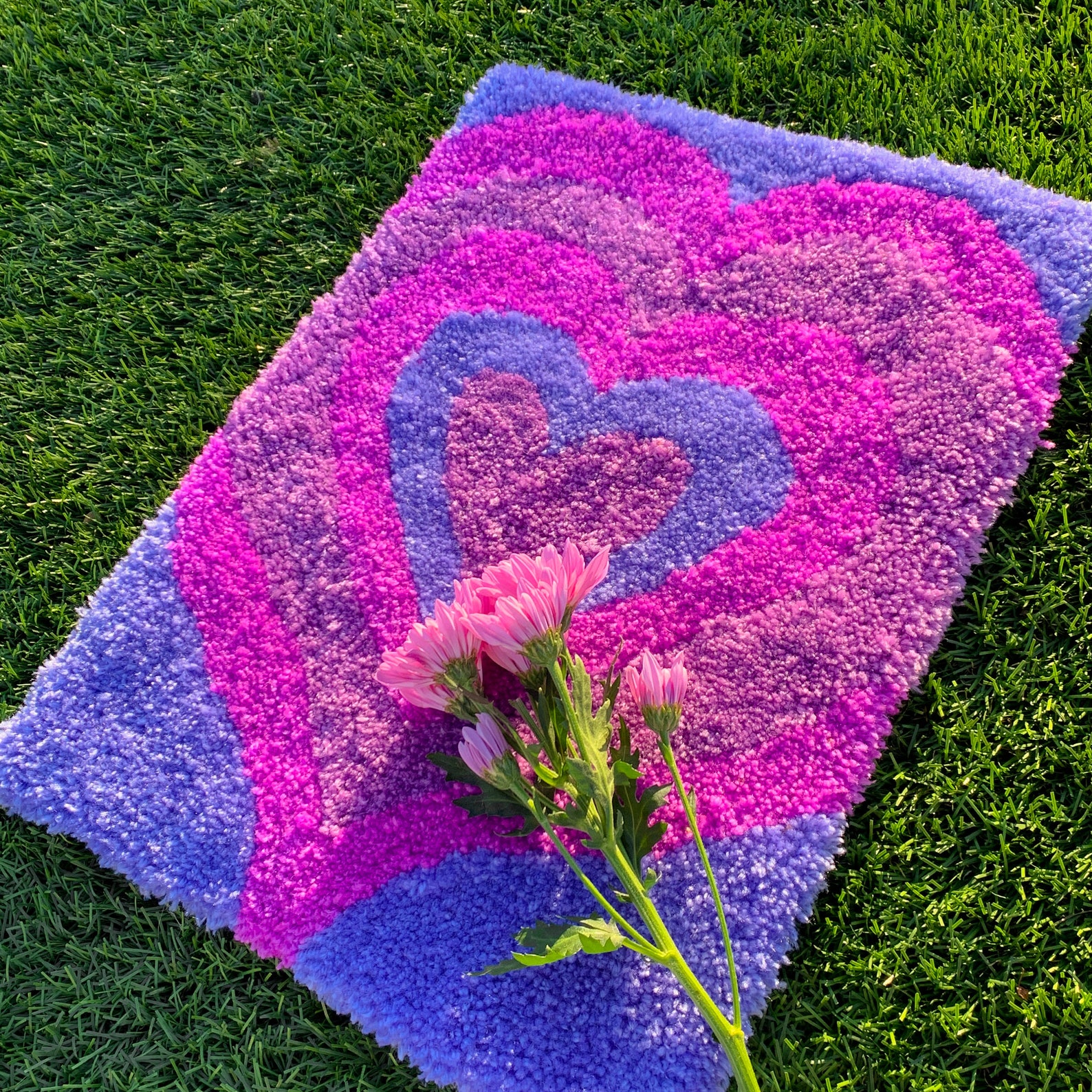 Handmade Tufted Heart Pattern Rug Cut Pile Y2K Danish Style - Etsy