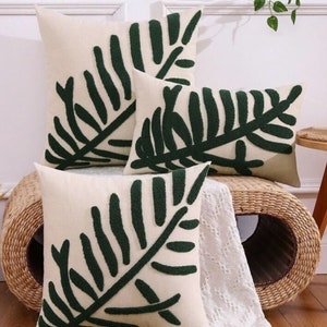 Leaf Pattern Cushion Cover Without Filler, Tufted Textured Design, Home ...