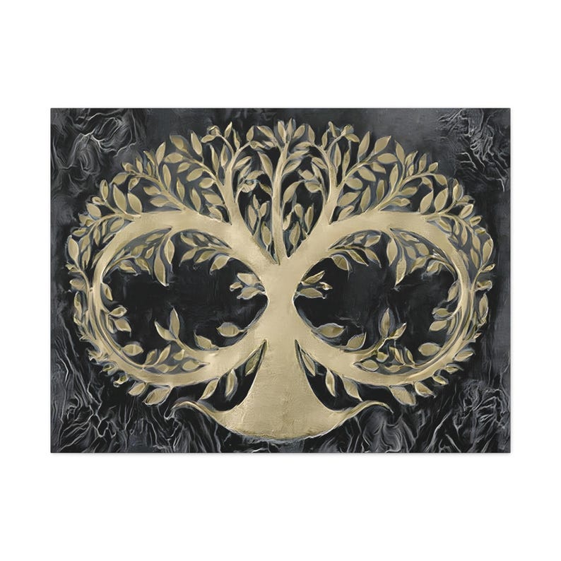Infinity Tree of Life - Black Chrome Wall Art Wall Decor Canvas Art ...